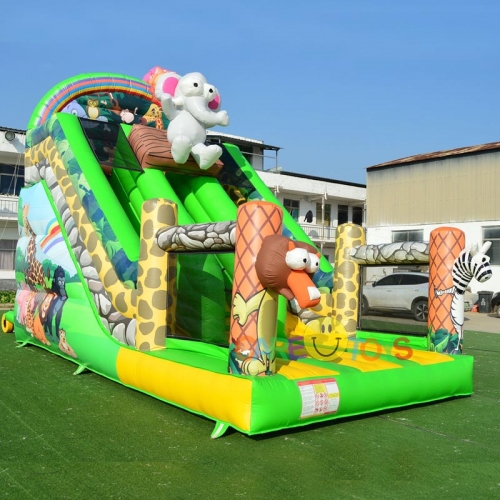 animal world rainbow zoo inflatable dry slide
